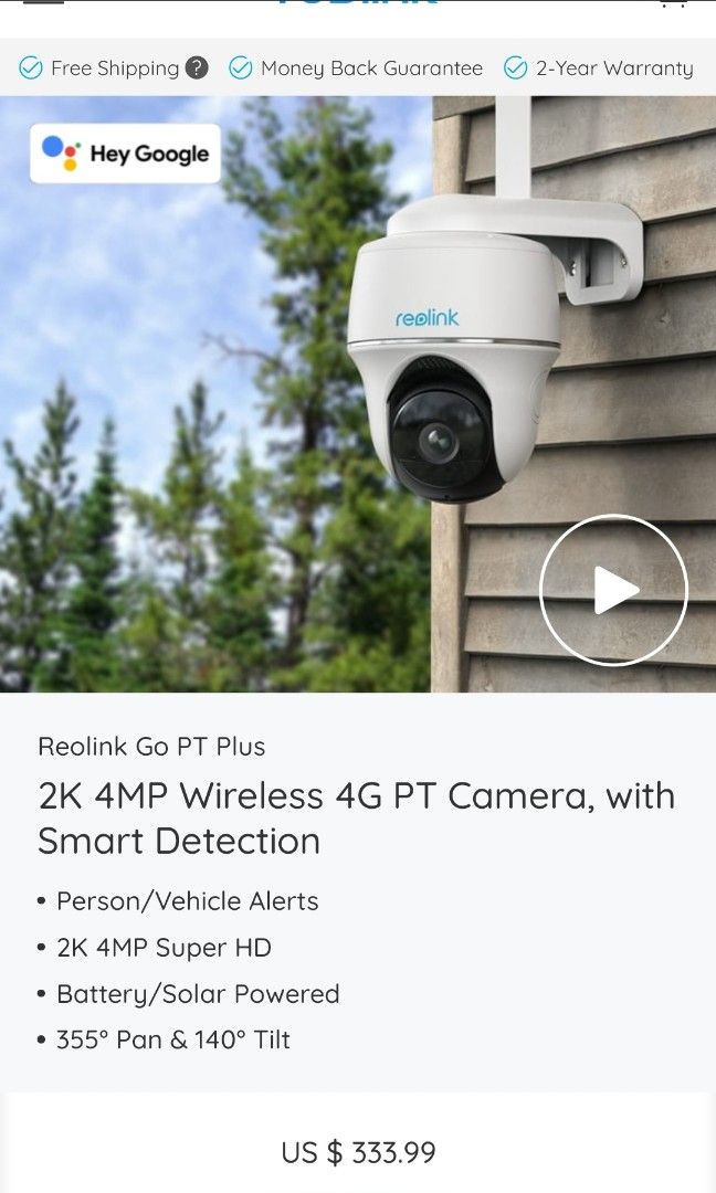 Reolink Go PT Plus 2K 4MP Wireless 4G PT Camera, with Smart Detection ...