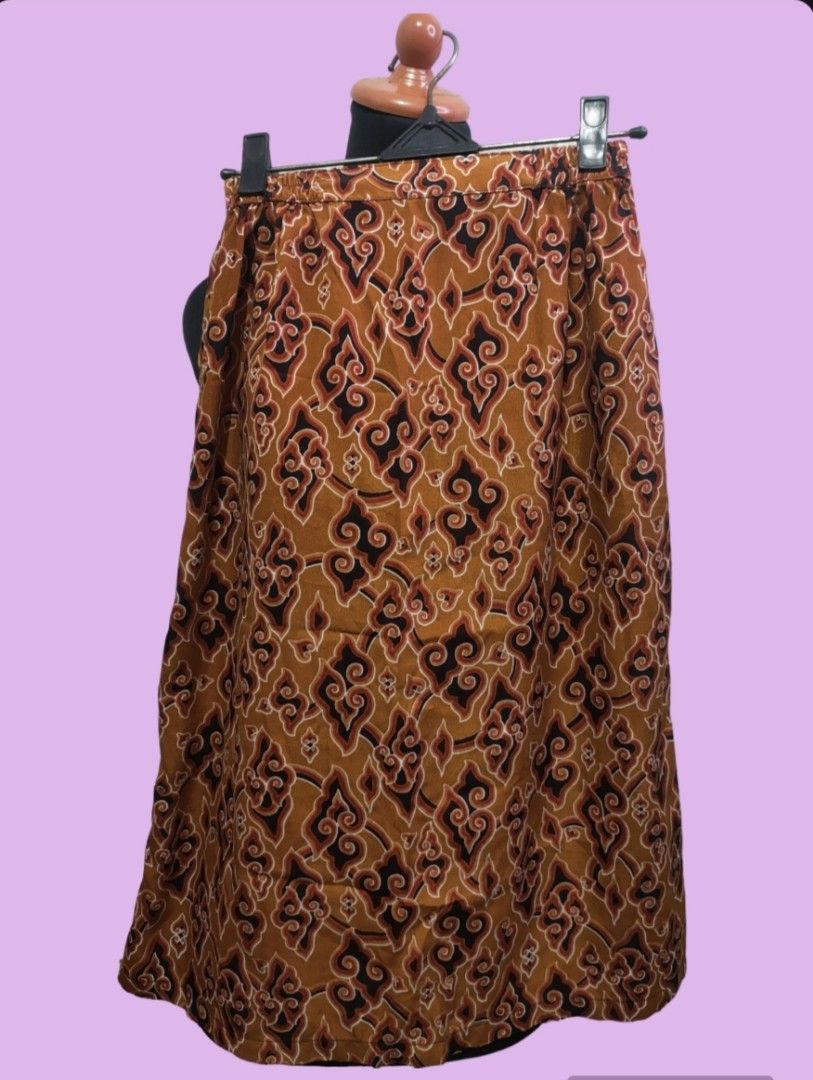 Rok Batik / Batik skirt / rok coklat bata batik / MIDI skirt, Fesyen ...