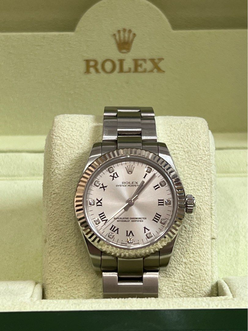 Rolex Oyster Perpetual 177234 Roman Diamond Dial Watch 31mm, Luxury ...