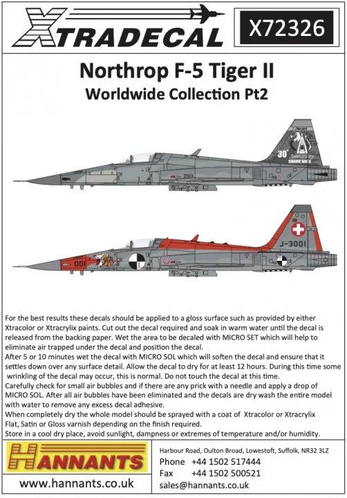 RSAF F-5E Decal 1/72 Scale (Northrop F-5 Tiger II Worldwide Collection ...