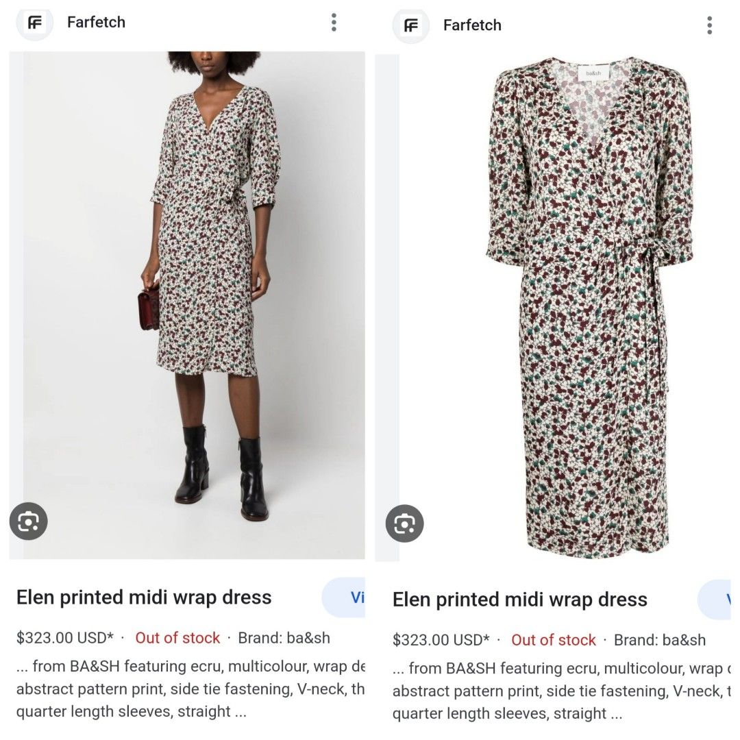 RTP$435 BA& SH Wrap Midi Dress, Luxury, Apparel on Carousell