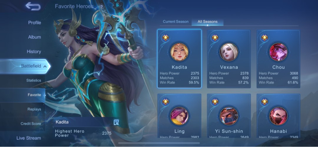 selling mlbb acc with collector yss, gusion and star kagura and more ...