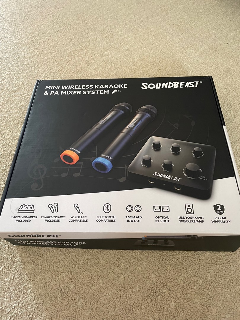SoundBeast Wireless Karaoke & PA Mixer System - Includes 2 Wireless ...