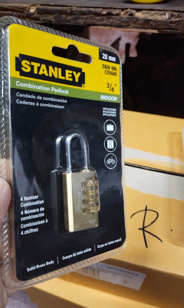 Stanley luggage lock combination resettable padlock 826-986 20mm 4 ...