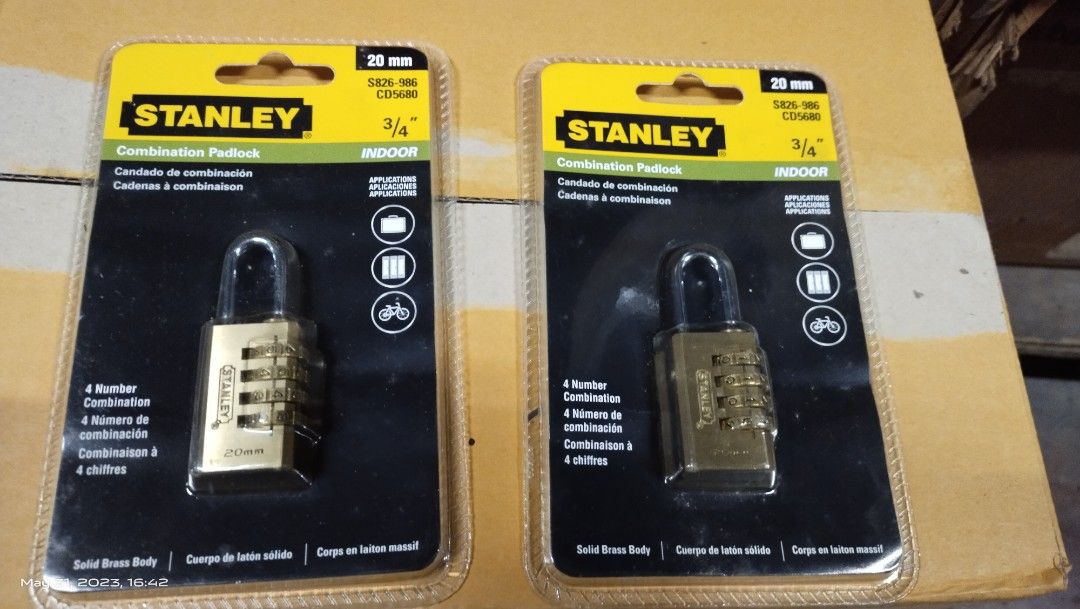 Stanley luggage lock combination resettable padlock 826-986 20mm 4 ...