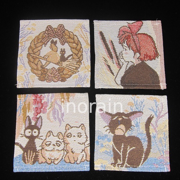 Studio Ghibli Kiki Delivery Service Jiji Black Cat Fabric coasters Set ...