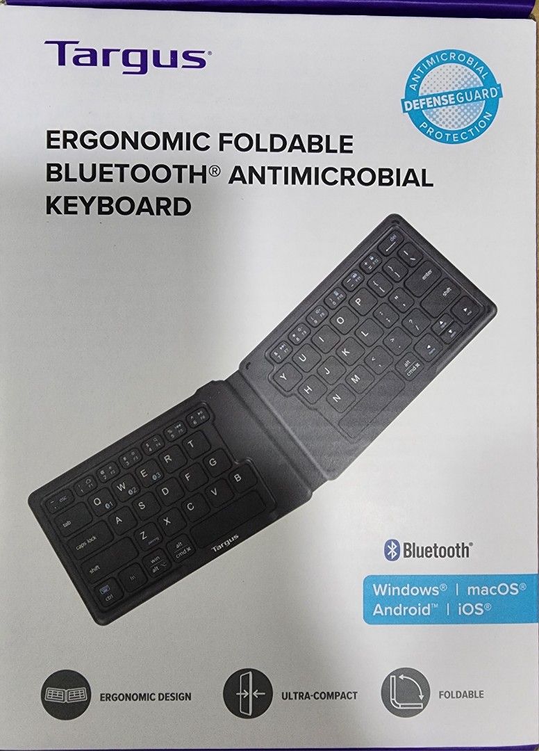 Targus Ergonomic foldable Bluetooth antimicrobial keyboard, Computers & Tech, Parts ...