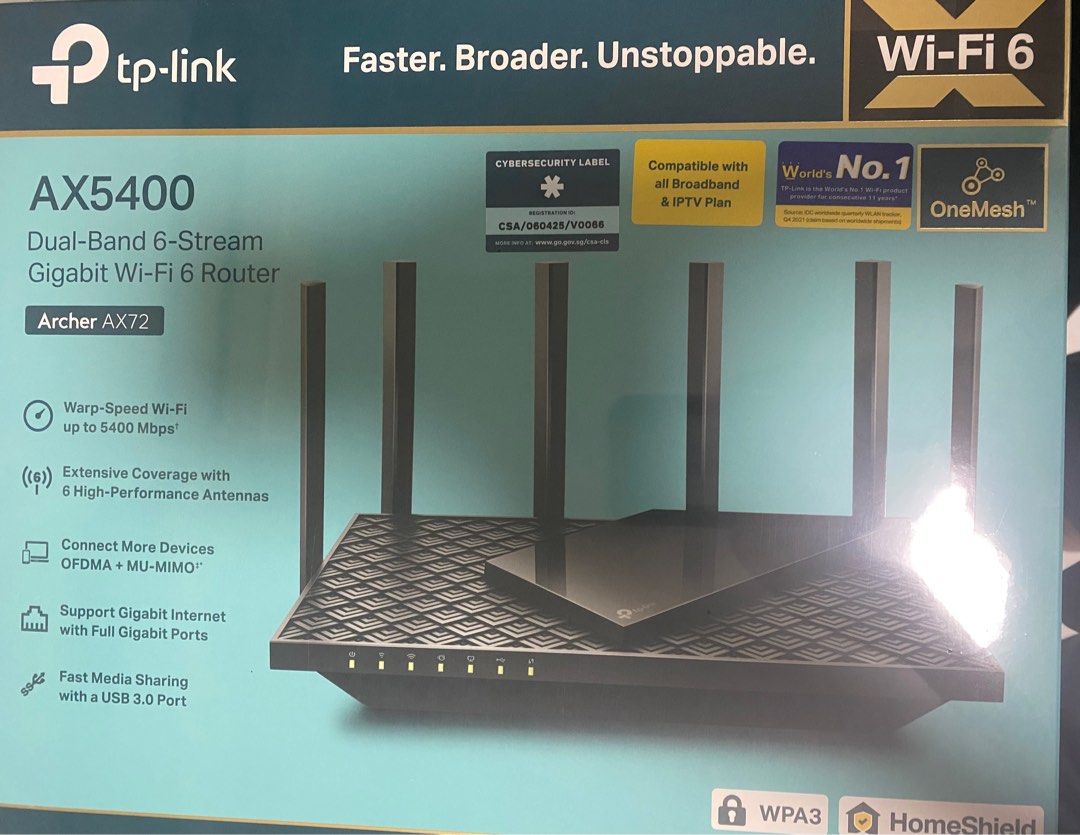 TP-Link AX5400 Dual-Band Gigabit Wi-Fi 6 Router, Computers & Tech ...