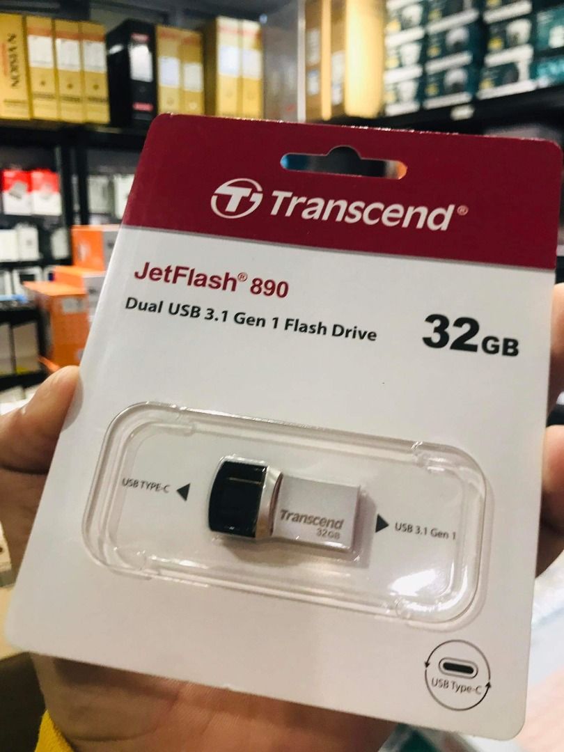 Transcend 32GB JF890 Flash Drive Type-C/USB 3.1 TS32GJF890S, Computers ...