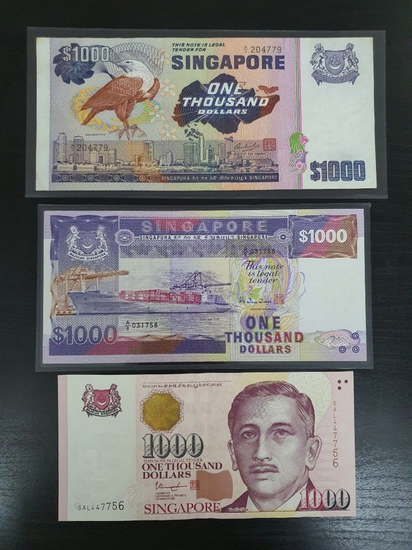 Trio 1k Singapore Bank note (Bird, Boat, President), Hobbies & Toys ...