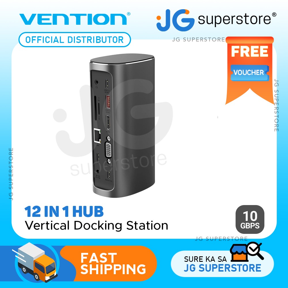 Vention 12-in-1 Vertical Hub Docking Station Type-C to 4K HDMI, VGA ...