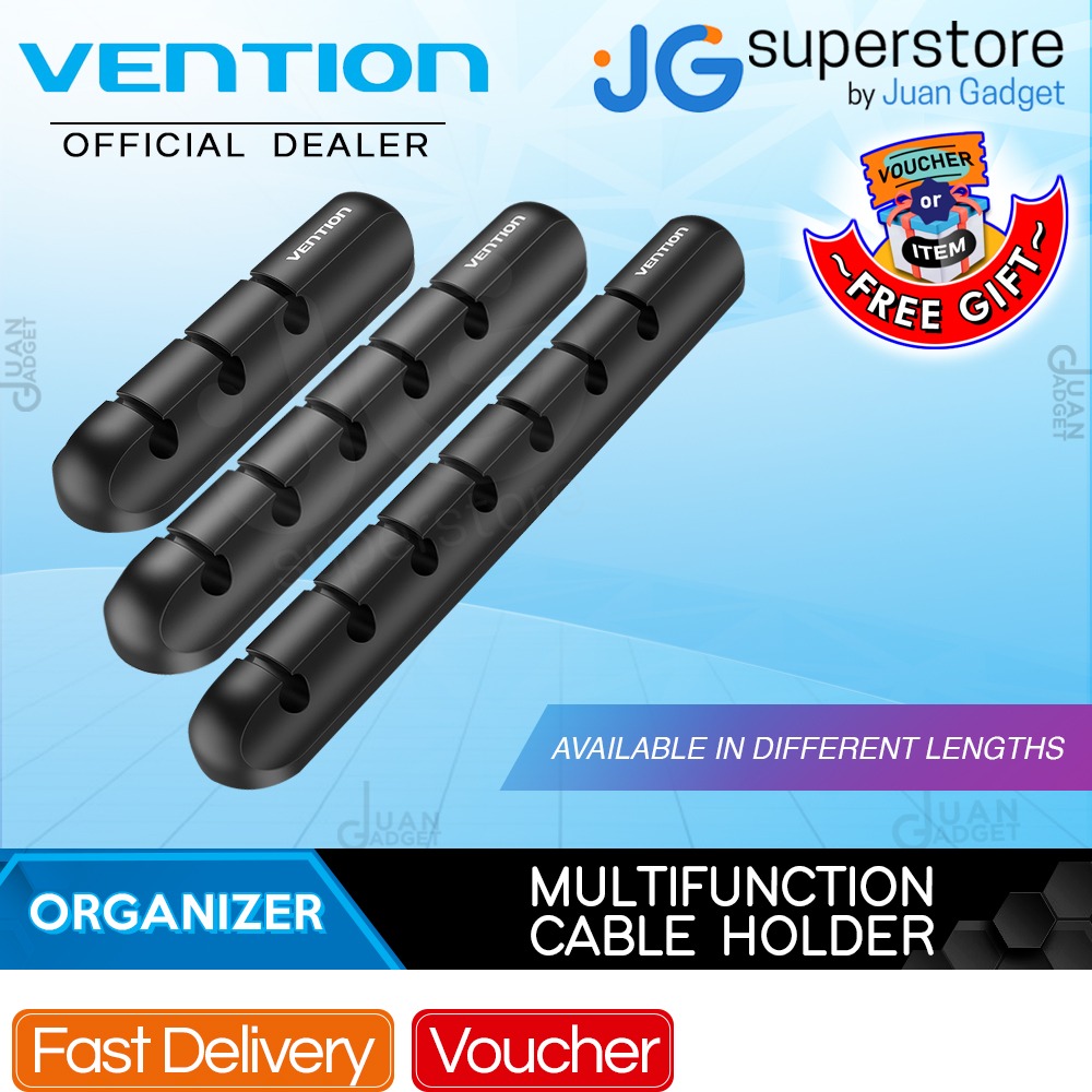 Vention Desktop Cable Manager Black (3-Port, 5-Port, 7-Port) with 3M ...