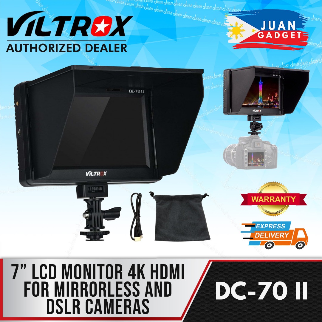 Viltrox DC-70 II 7 inch Field Minitor 4k HDMI AV Input Monitor for Mirrorless and DSLR Cameras ...