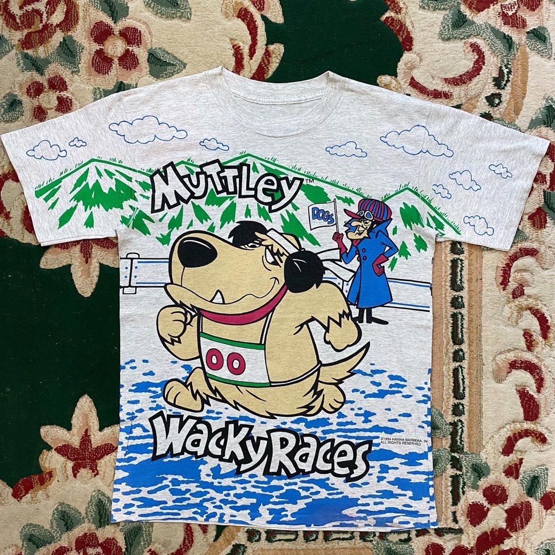 Vintage 1994 Muttley Wacky Races All Over Print Tshirt, Men's Fashion ...
