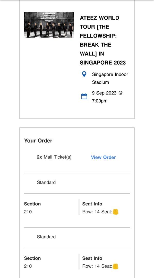 [WTS] - ATEEZ WORLD TOUR - CAT 1 SEATED, Tickets & Vouchers, Event Tickets on Carousell