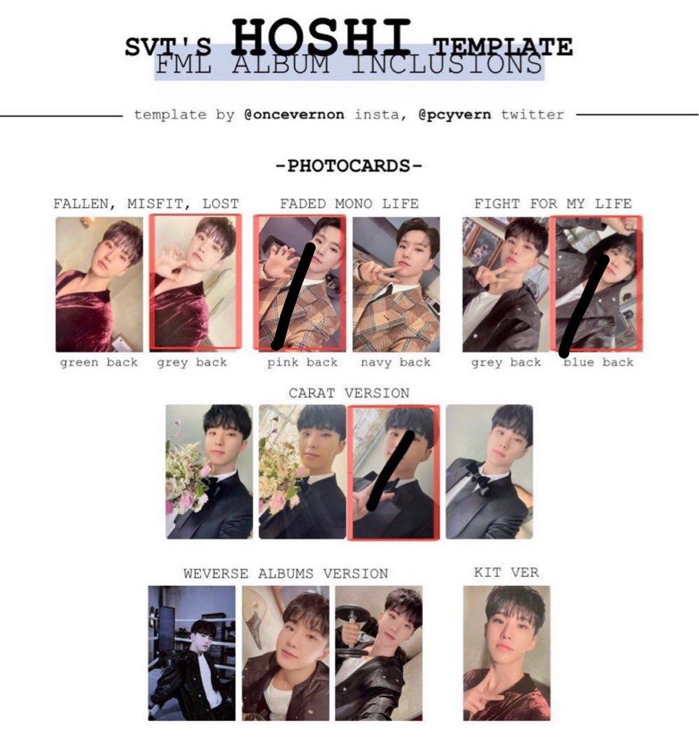 wtt/wts seventeen fml photocards album pcs carat weverse pc jeonghan wonwoo the8 seungkwan woozi ...