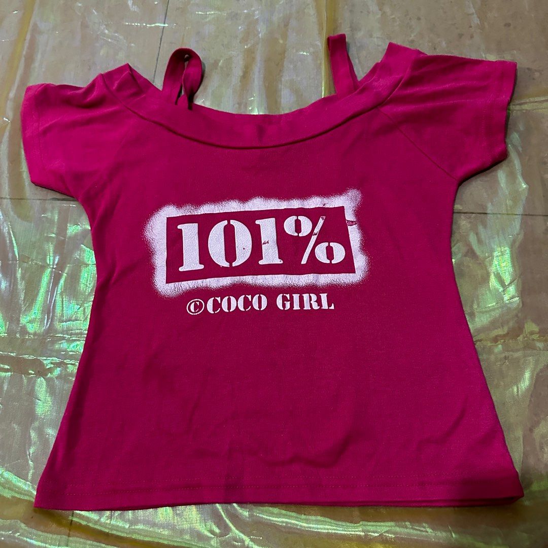 Y2k pink top coco girl 28-29 chest on Carousell