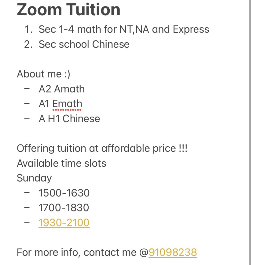 Zoom tuition, Learning & Enrichment, Enrichment & Tuition on Carousell