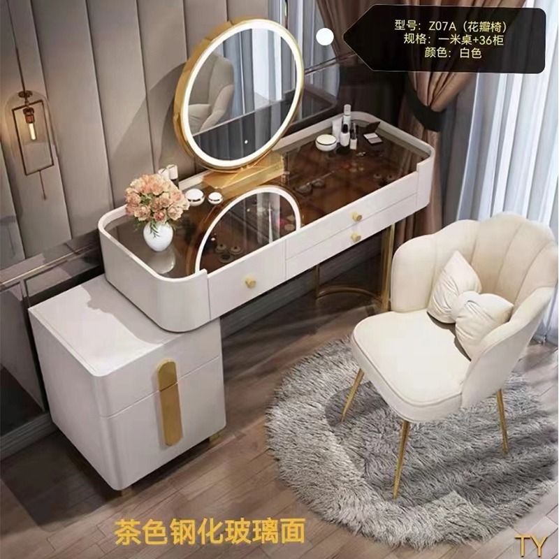 100CM Dressing Table With Petal Chair**Free Install** White/Grey Vanity ...