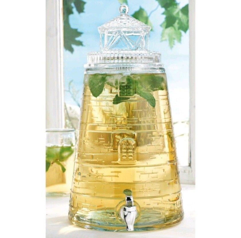 5.6L Glass Light House Beverage Tower Dispenser with Stand Classy ...