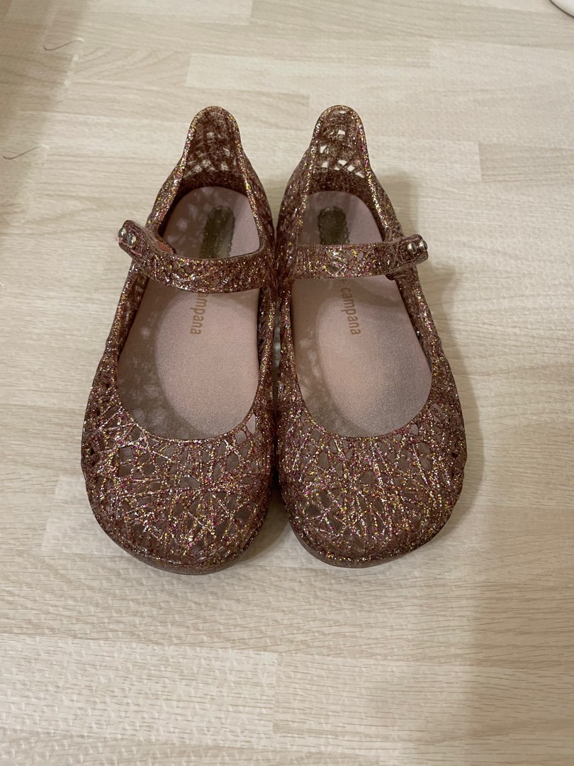 二手 正品Mini Melissa 鳥巢鞋 玫瑰金 US10, 嬰兒及兒童, 嬰兒及兒童流行時尚在旋轉拍賣