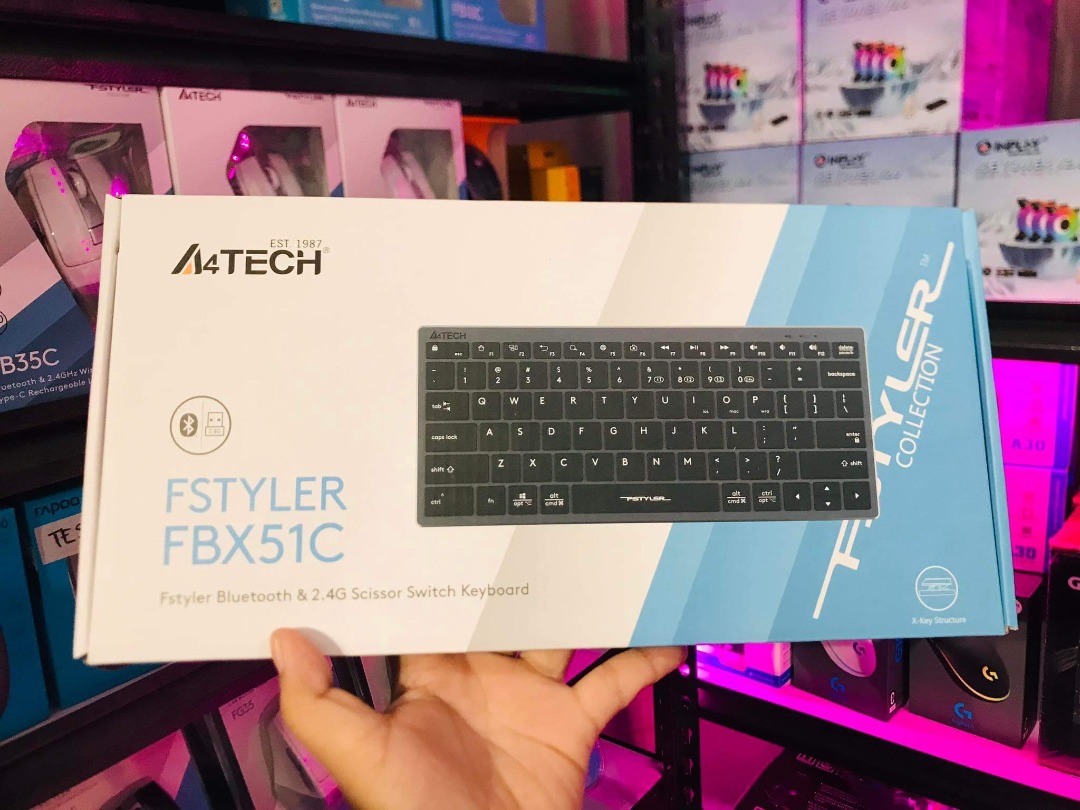 A4Tech Fstyler FBX51C Bluetooth & 2.4G Scissor Switch Keyboard Black ...