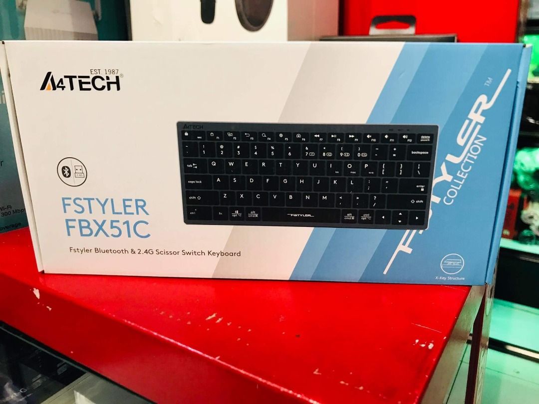 A4Tech Fstyler FBX51C Bluetooth & 2.4G Scissor Switch Keyboard Black ...