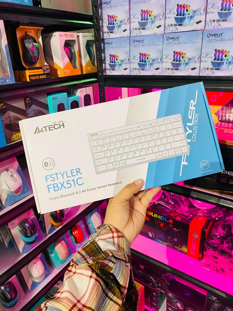 A4Tech Fstyler FBX51C Bluetooth & 2.4G Scissor Switch Keyboard White on ...