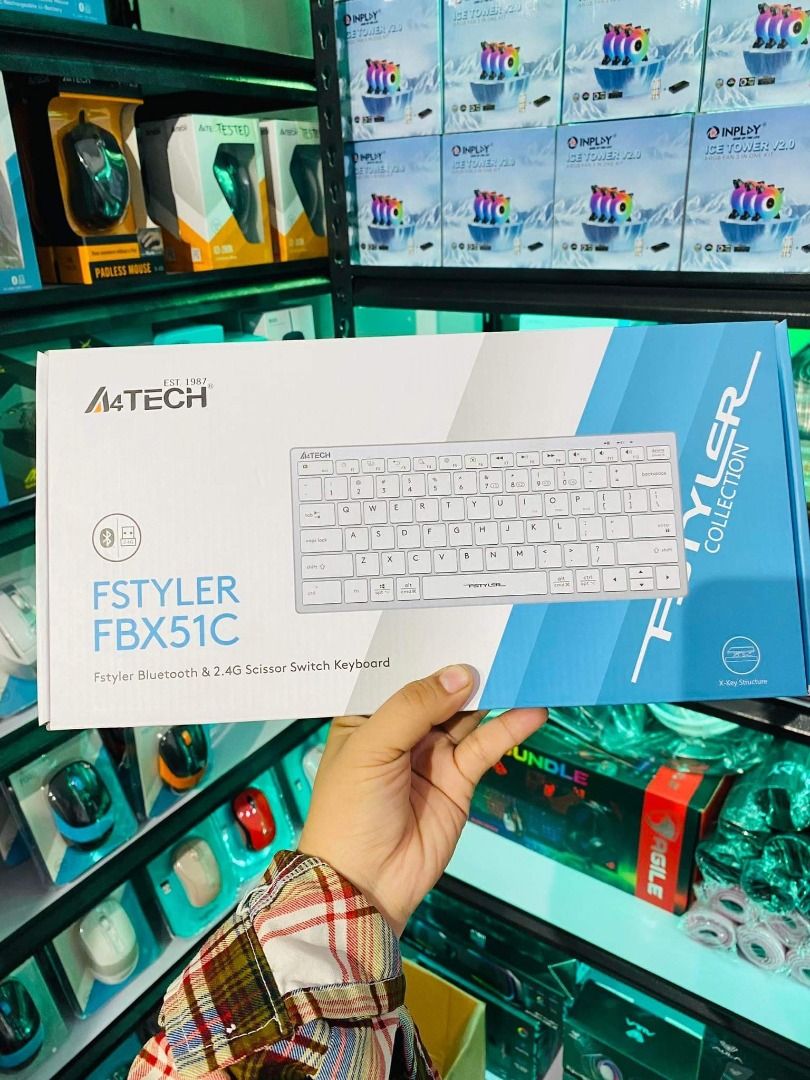 A4Tech Fstyler FBX51C Bluetooth & 2.4G Scissor Switch Keyboard White on ...