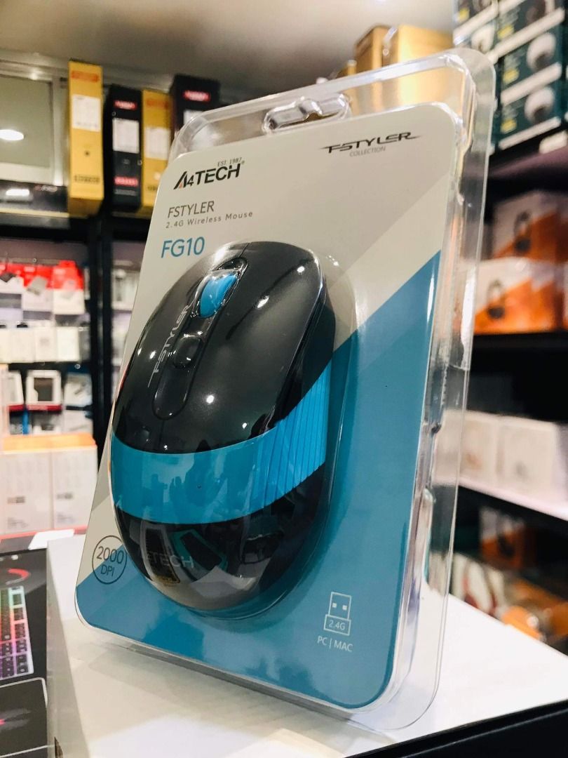 A4Tech Fstyler FG10 Wireless Mouse Blue, Computers & Tech, Parts ...