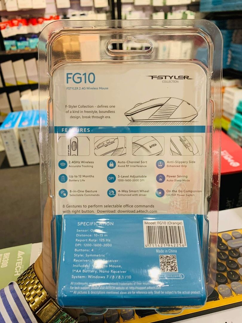 A4Tech Fstyler FG10 Wireless Mouse Orange, Computers & Tech, Parts ...