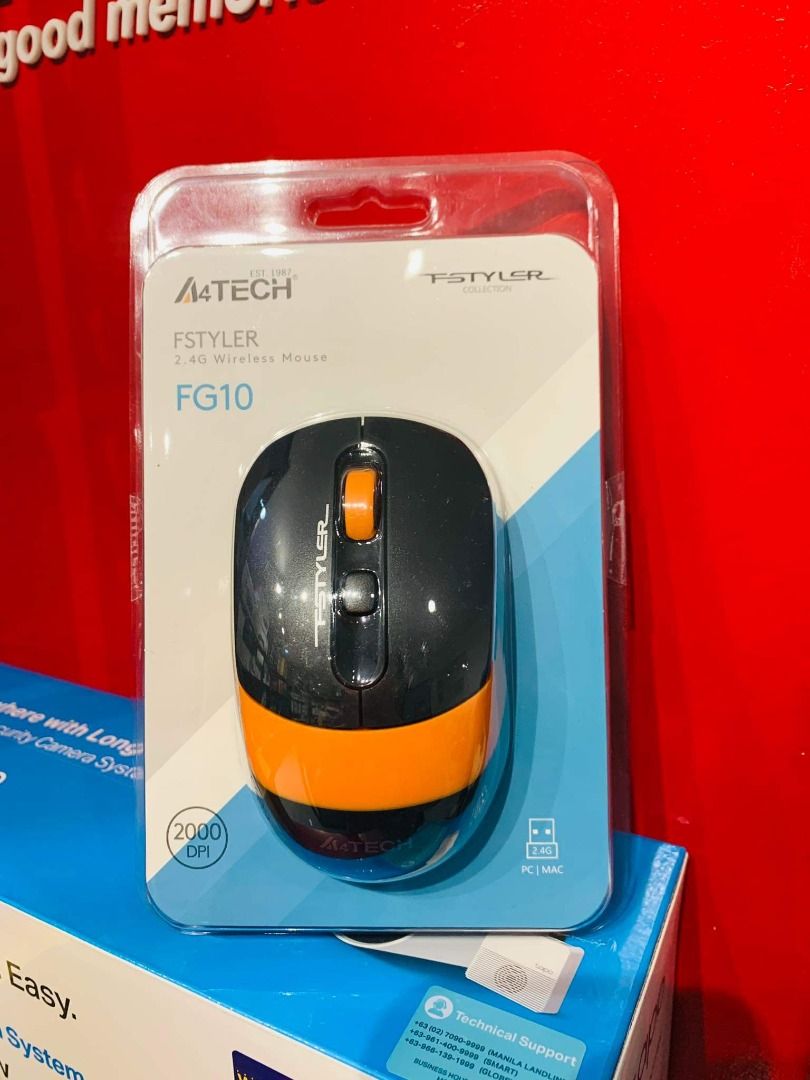 A4Tech Fstyler FG10 Wireless Mouse Orange, Computers & Tech, Parts ...