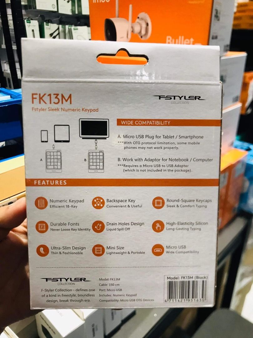 A4Tech Fstyler FK13M Numeric Keypad Micro USB Black, Computers & Tech, Parts & Accessories ...