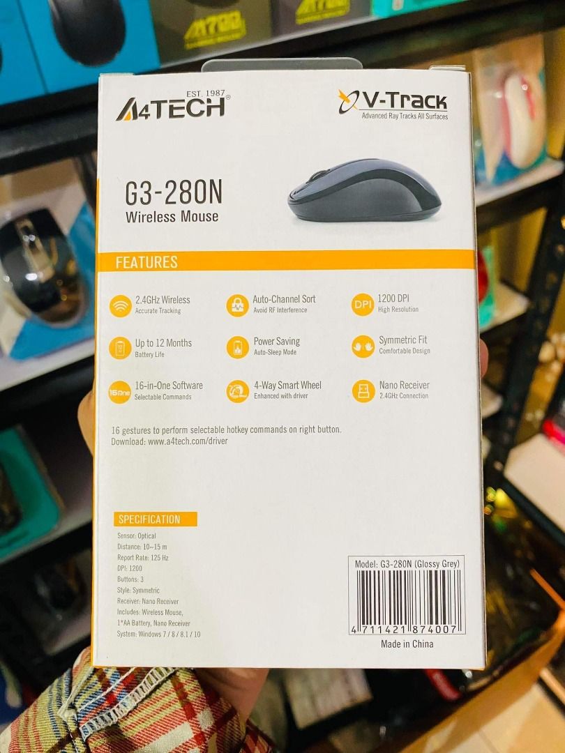A4Tech G3 280N-1 Padless Wireless Mouse Glossy Grey, Computers & Tech, Parts & Accessories ...