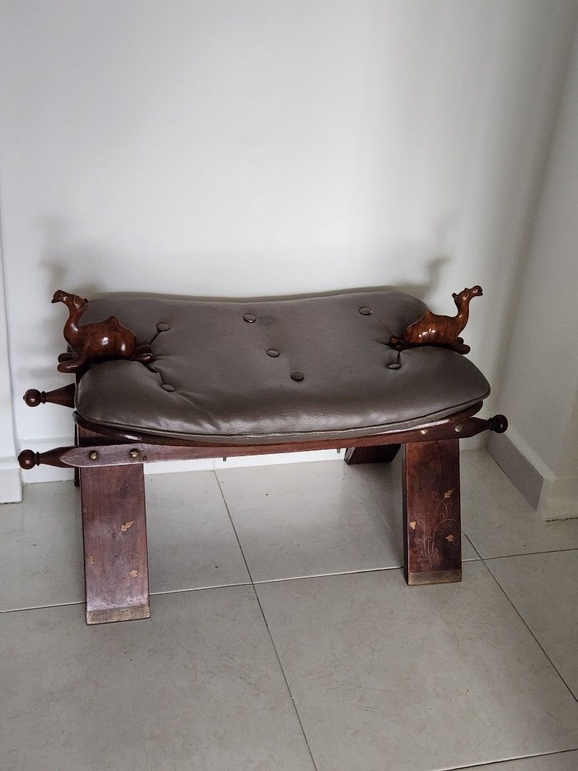Antique Indian Camel Bench / Chair, Furniture & Home Living, Furniture ...