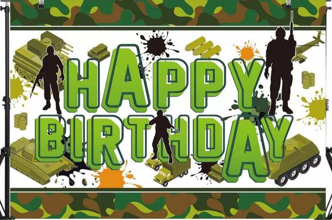 Army Theme Birthday Banner, Hobbies & Toys, Stationery & Craft ...