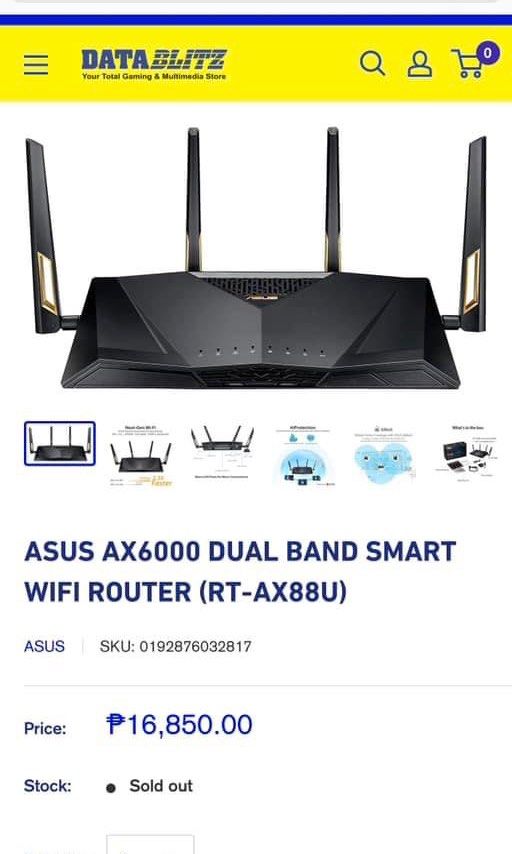Asus AX6000 Dual Band Smart Wifi Router (RT-AX88U), Computers & Tech ...