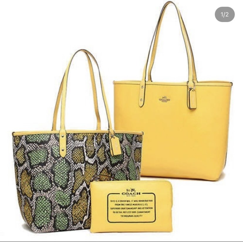 Authentic Coach Snake Print Reversible City Tote on Carousell