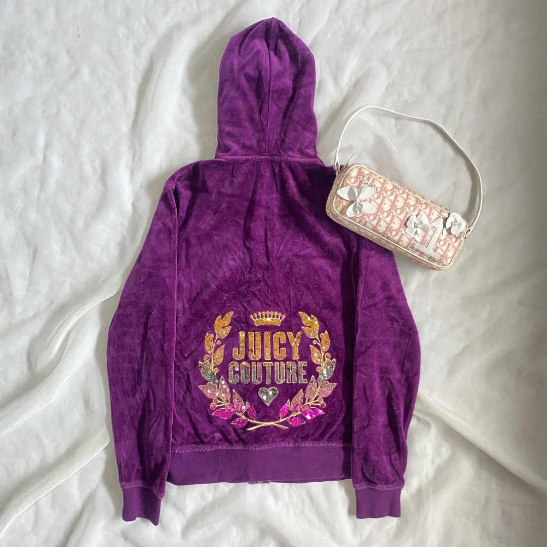 authentic juicy couture velvet velour jacket dark purple violet y2k ...