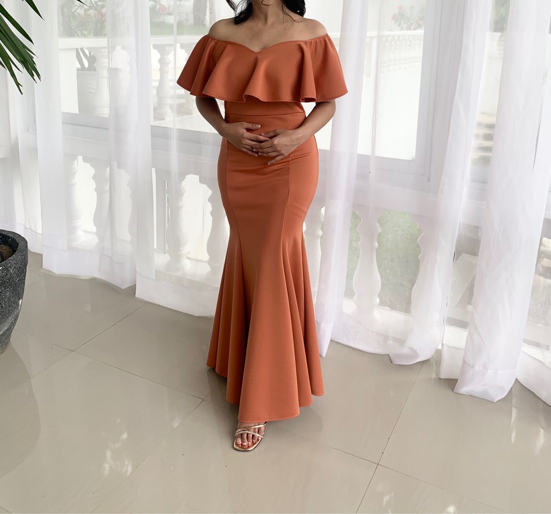 Formal Dress (Rust Orange) on Carousell