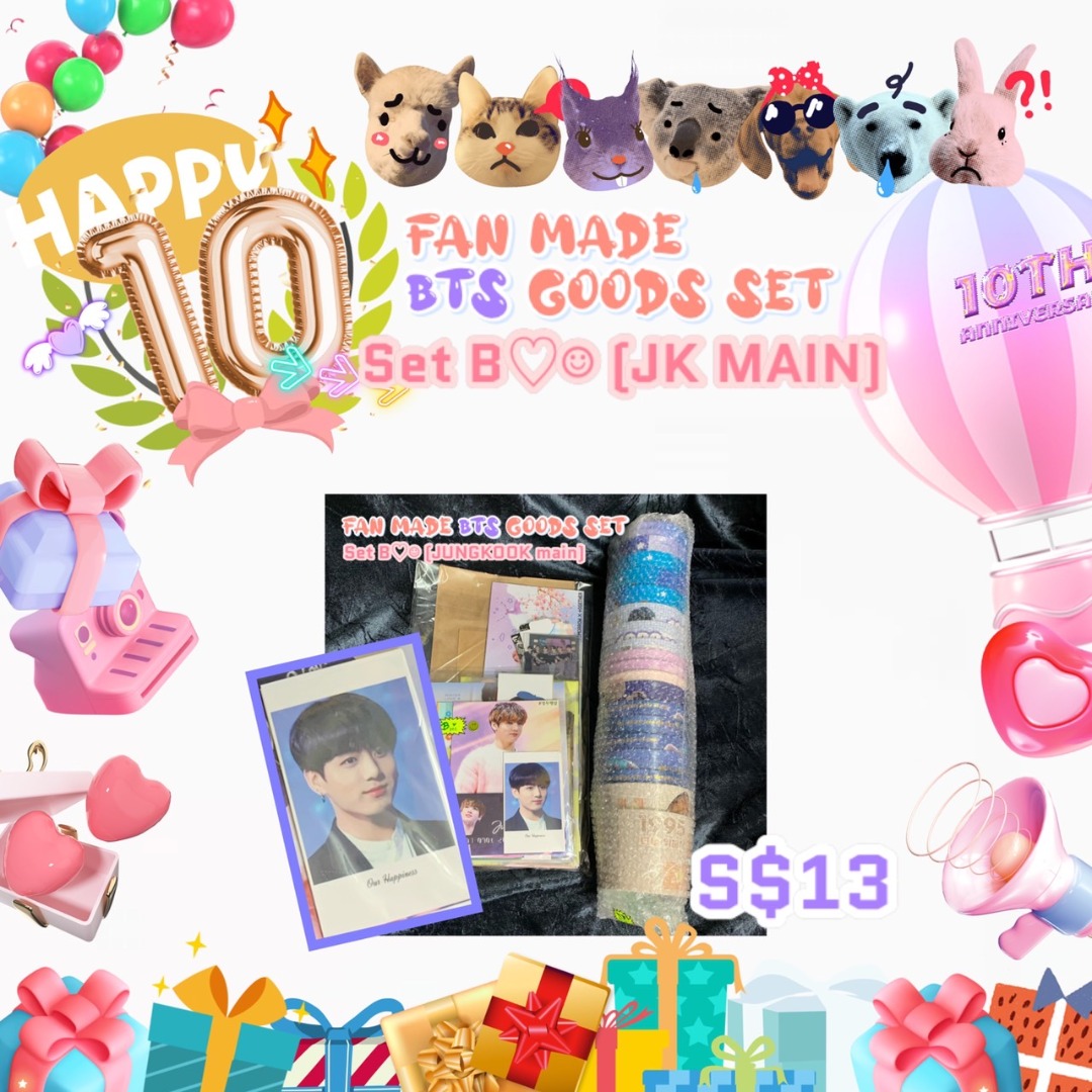 BTS Fanmade Goods pack (JUNGKOOK main) photo card, transparent fan ...