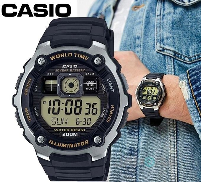 CASIO AE-2000W-9A Illuminator, World Time 200m Digital Watch (10-year ...