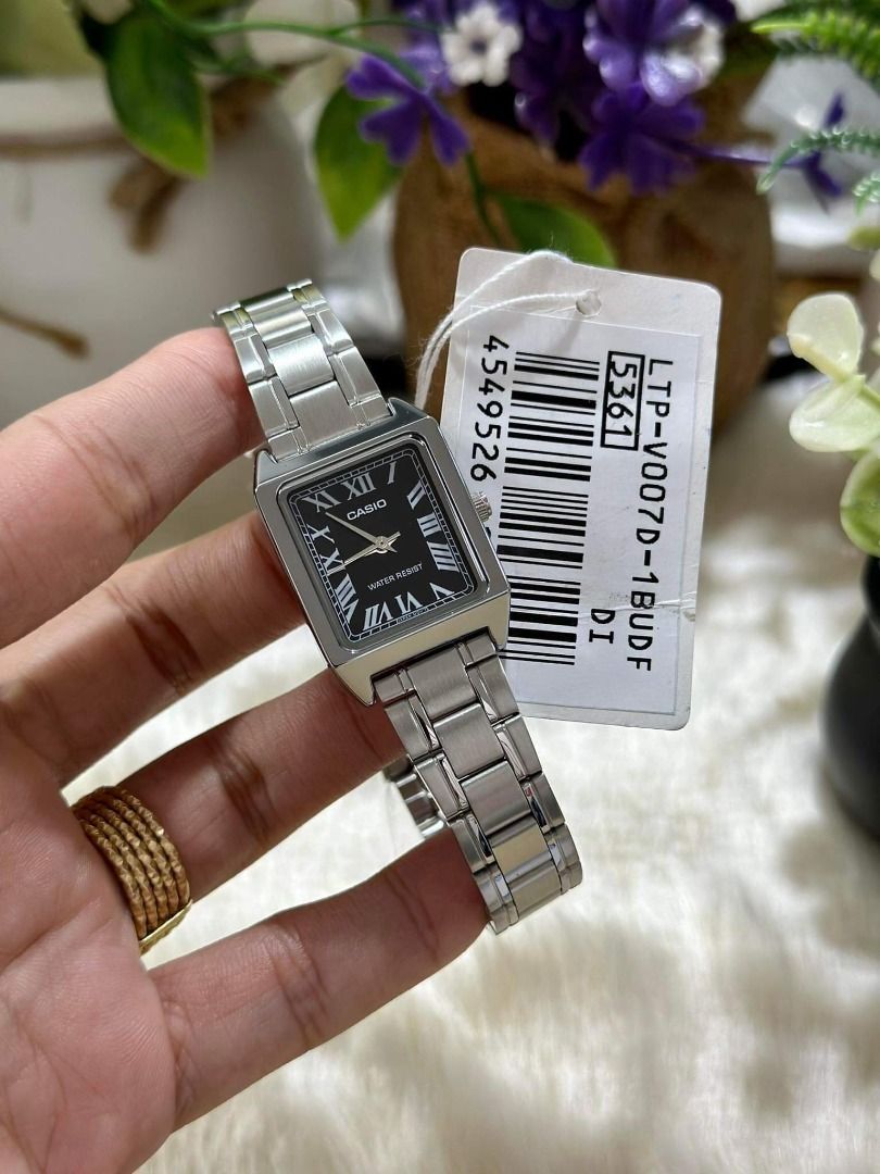 CASIO rectangular and circle dial silver strap on Carousell