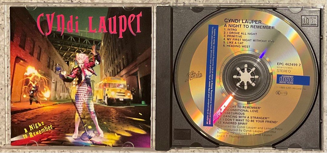 Cyndi Lauper A Night To Remember (1989 年版) CD 90% 新, 興趣及遊戲, 音樂、樂器 & 配件, 音樂與媒體 - CD 及 DVD - Carousell