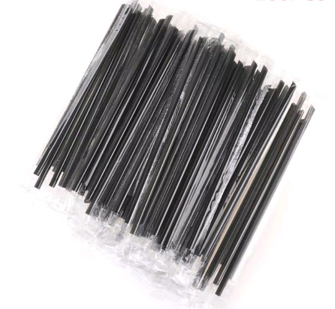 Disposable black plastic straw, Furniture & Home Living, Kitchenware ...