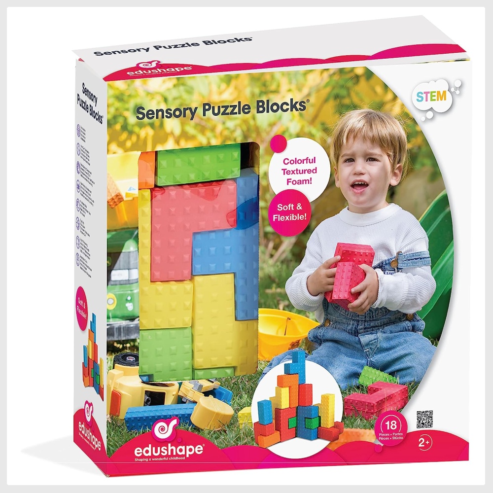 Edushape Easy Grip Soft Foam Sensory Puzzle Blocks, 18 Piece, Hobbies & Toys, Toys & Games on ...