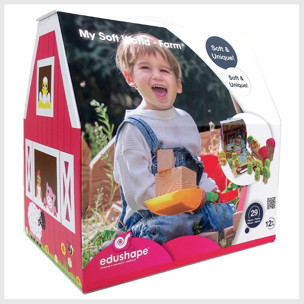 Edushape Foam Blocks for Kids - My Soft World Farm, 29-Piece Foam Block Play Set - Imaginative ...