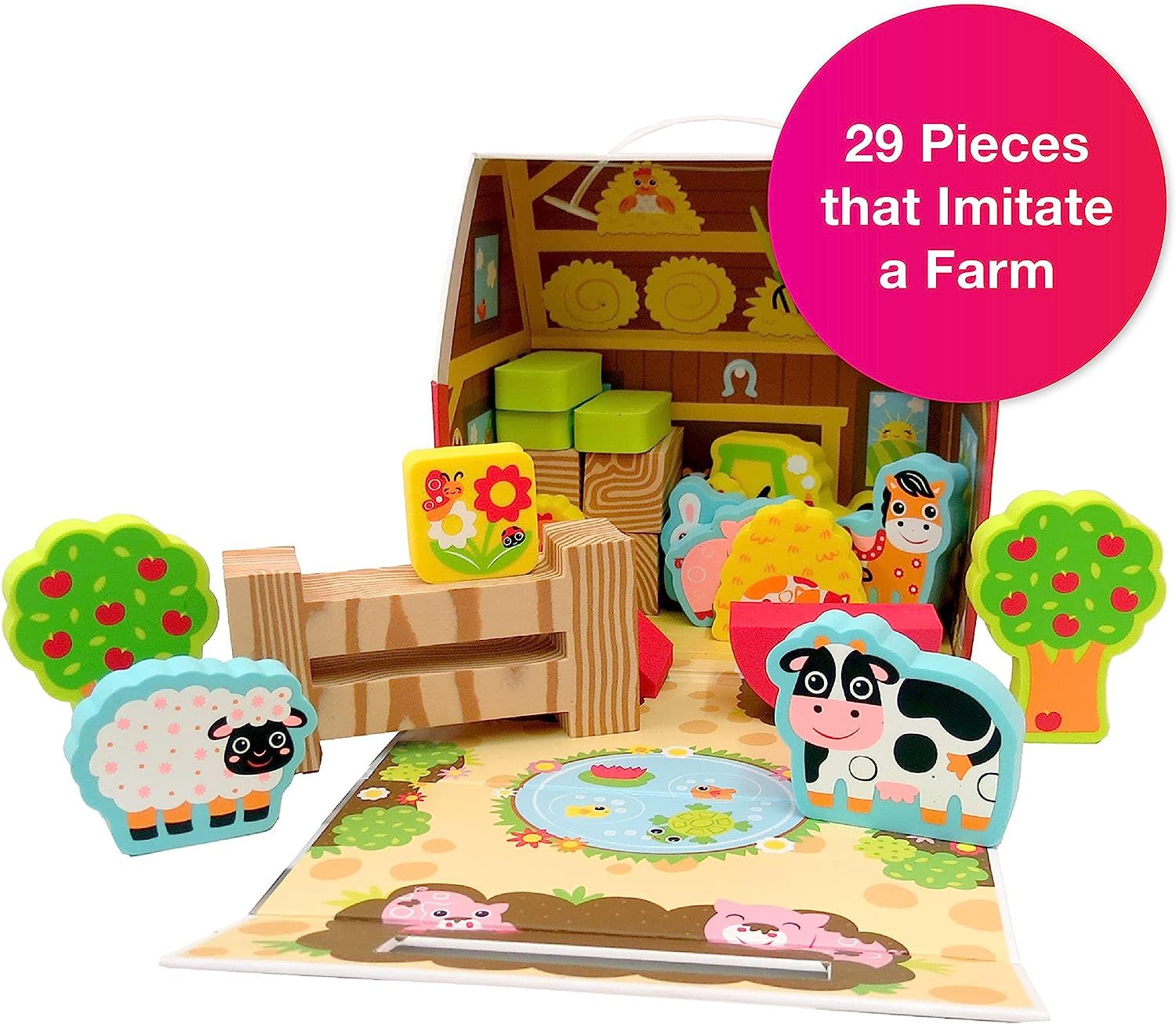 Edushape Foam Blocks for Kids - My Soft World Farm, 29-Piece Foam Block ...