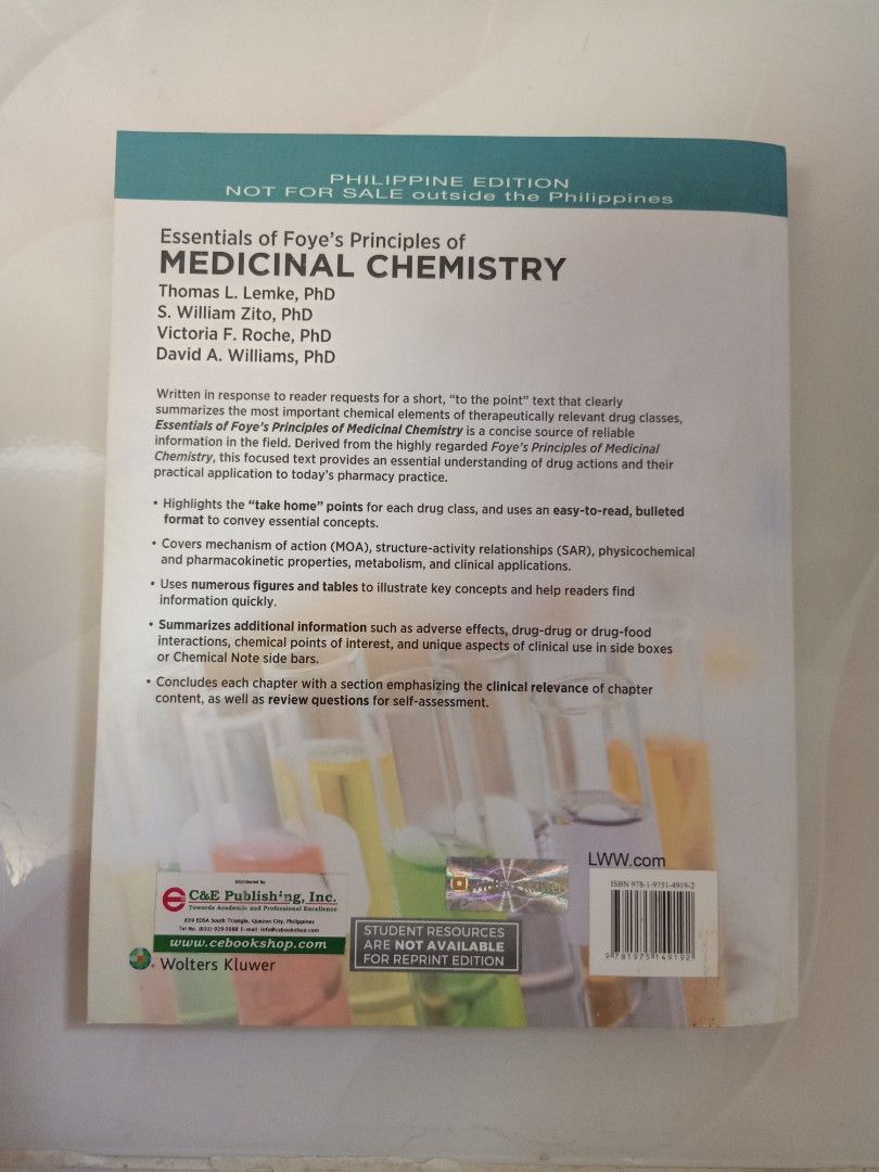 Essentials of Foye's Principles of Medicinal Chemistry | Pharmacy Book ...