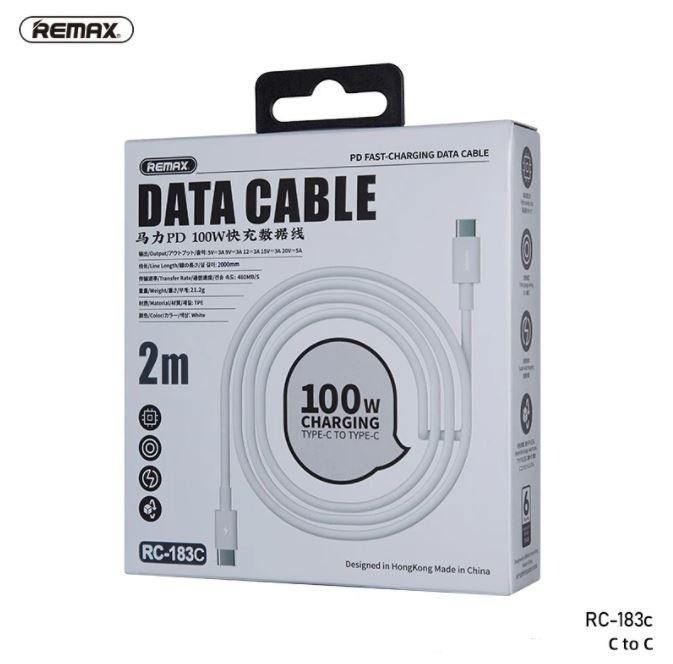FAST-CHARGING DATA CABLE REMAX 100W 5A PD TYPE-C TO TYPE-C 2M, Mobile Phones & Gadgets, Mobile ...